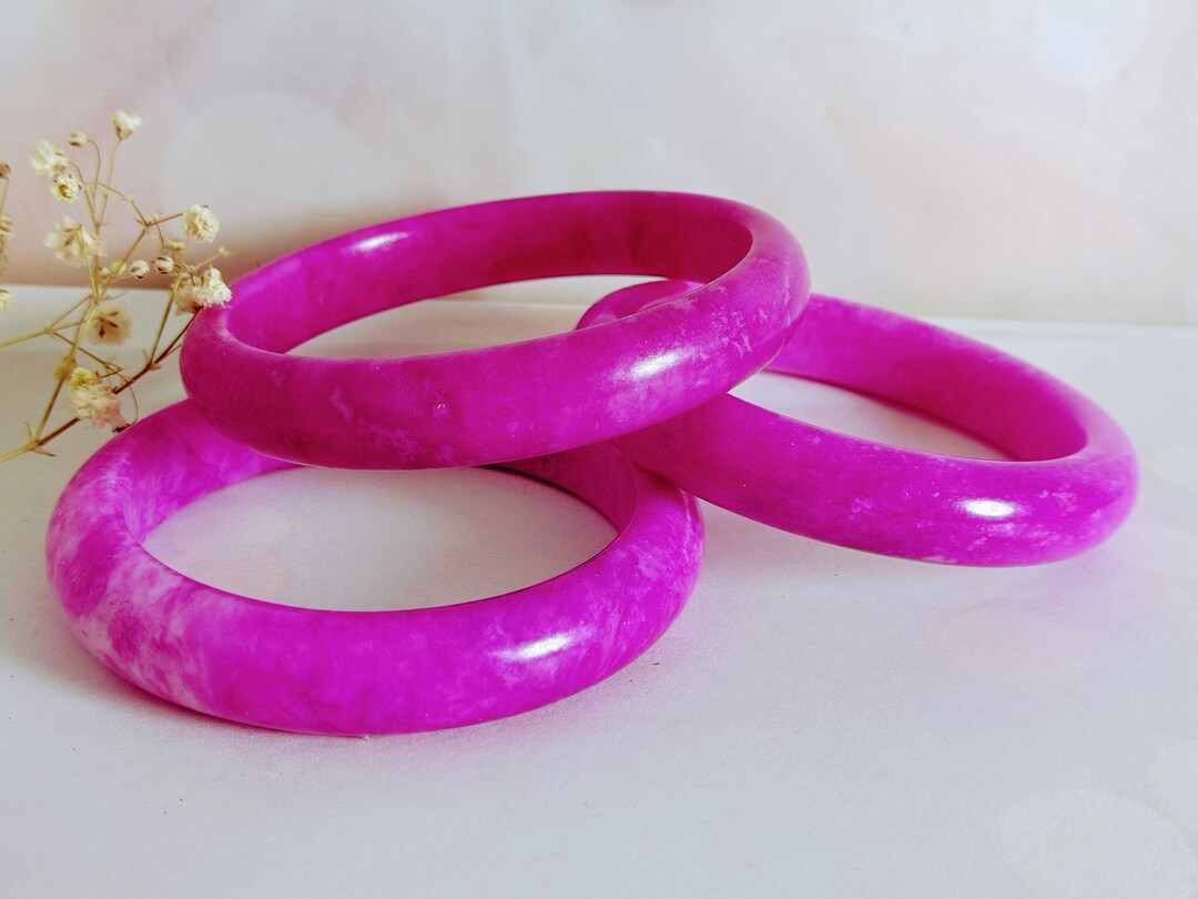 Hot Pink Quartzite Bangle Bracelet: Solid Stone - Etsy
