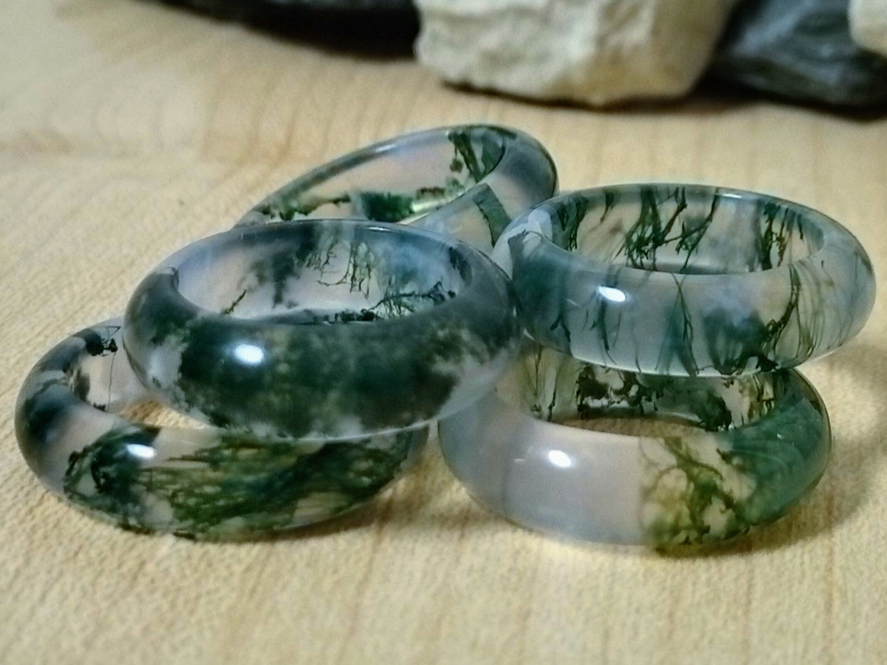 Dendritic Moss Agate Ring Moss Agate Band Ring Water Plant | Etsy UK