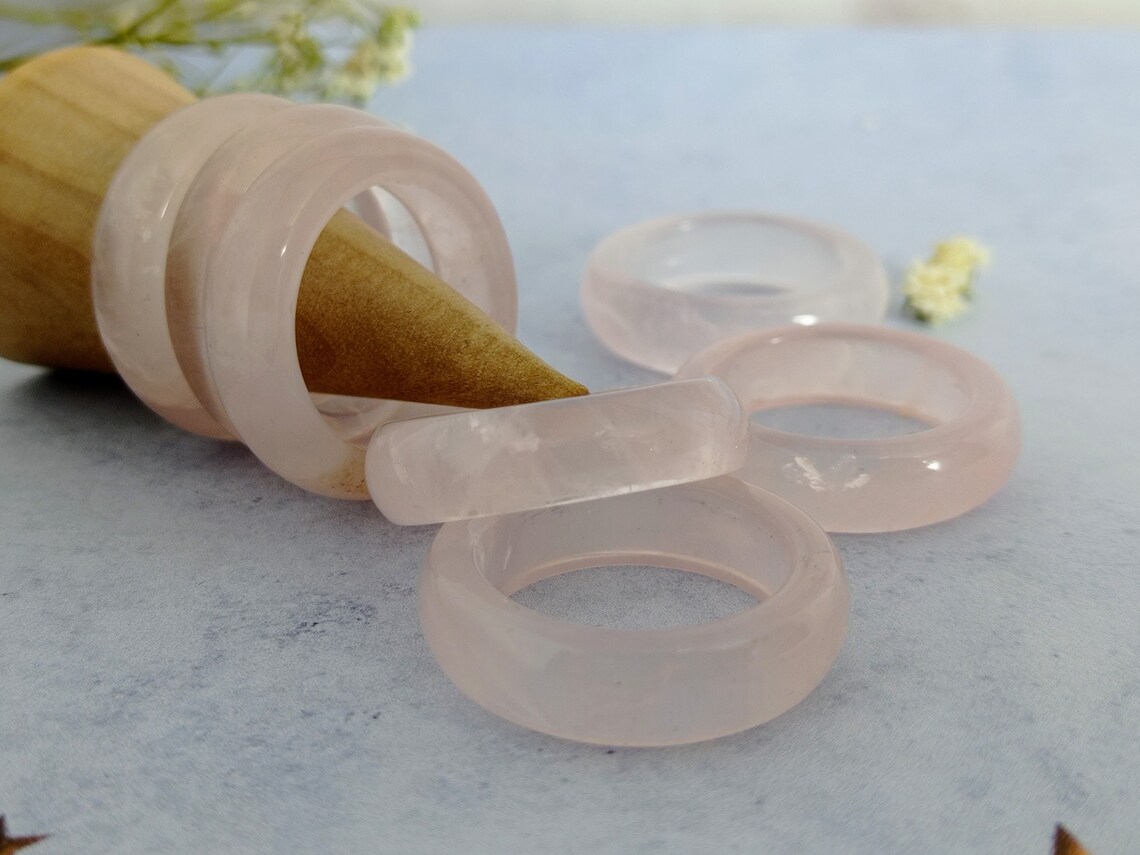 Rose Quartz Ring Rose Quartz Band Rose Quartz Jewellery for - Etsy UK