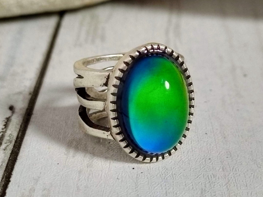 Vintage Style Mood Ring: Silver Plated Color Changing Gemstone - Etsy