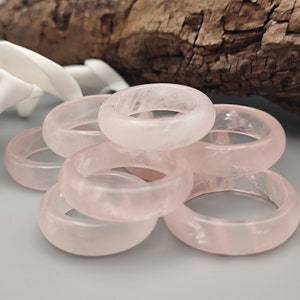 Rose Quartz Ring, Rose Quartz Band, Rose Quartz Jewellery for Women ...