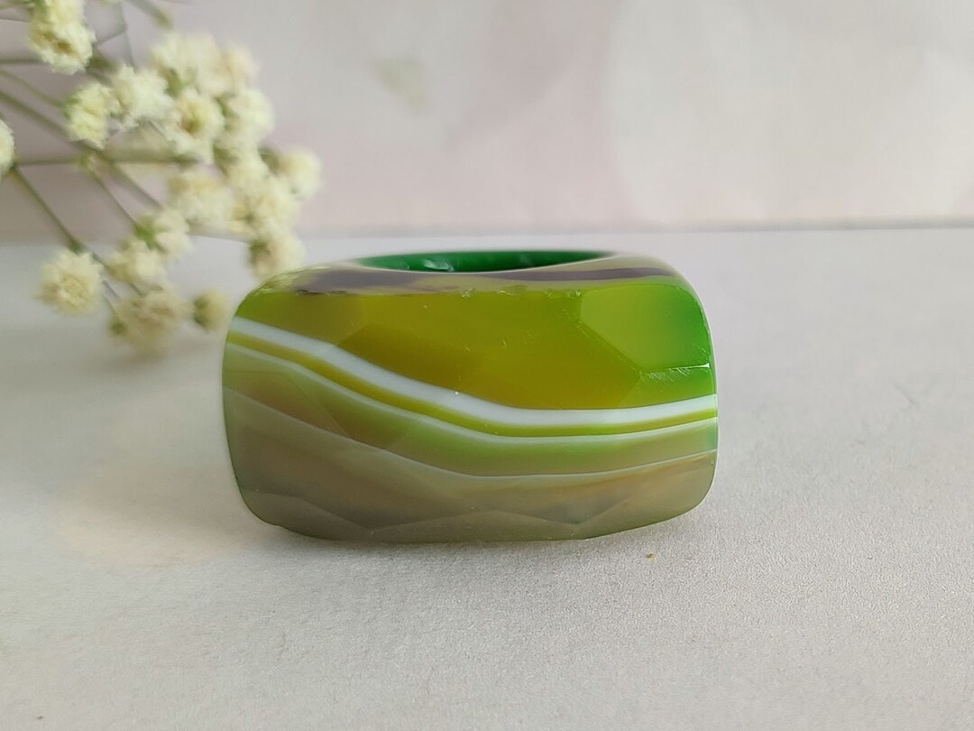 Big Green Stone Ring Hand Carved Gemstone Ring Extra Large - Etsy