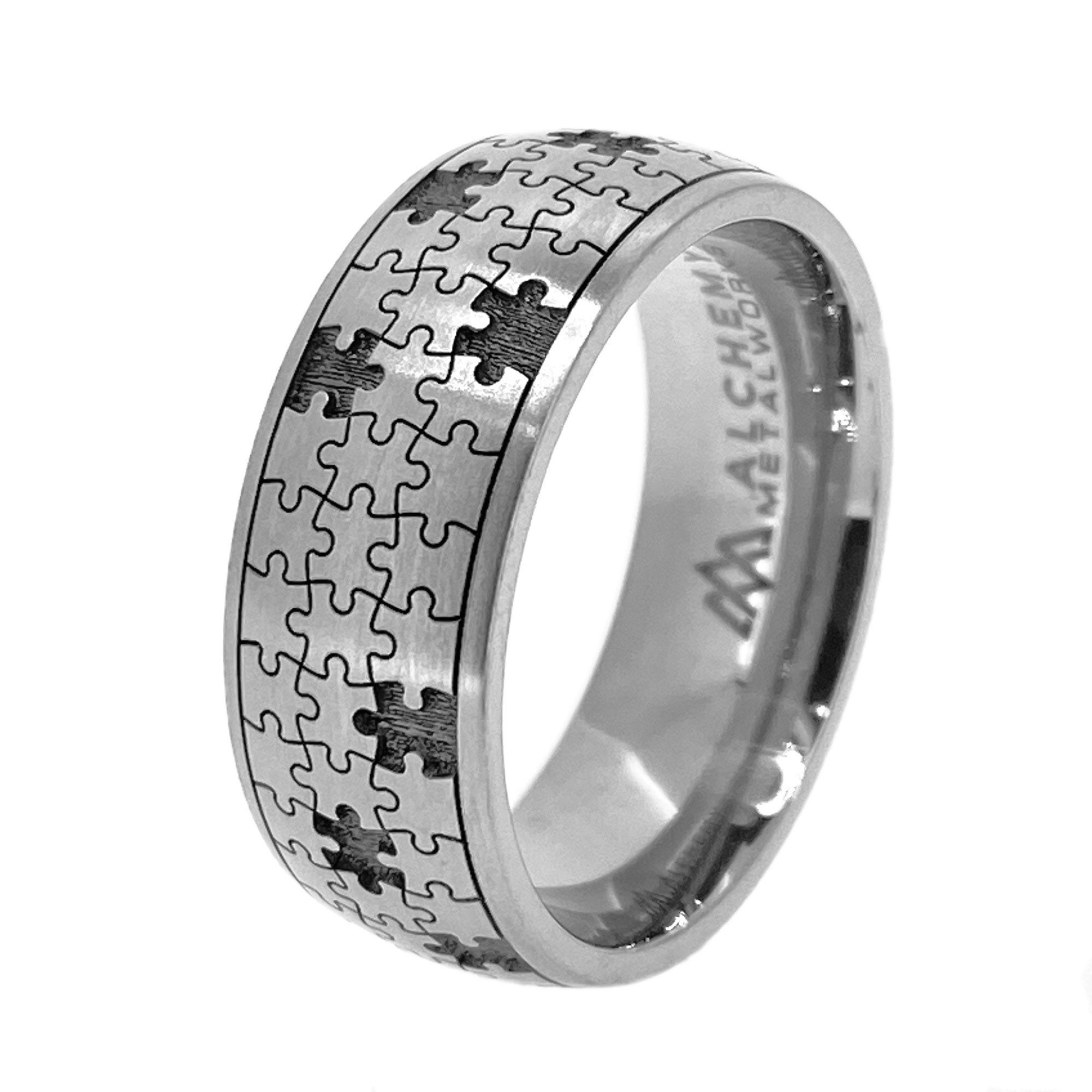 Titanium Ring, Engraved Puzzle - Etsy