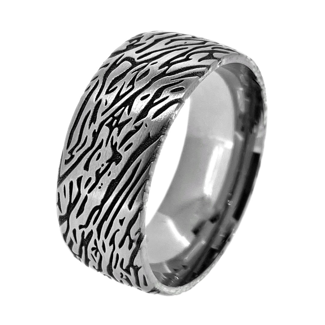 Titanium Ring, Engraved - Traversed Striations - Etsy