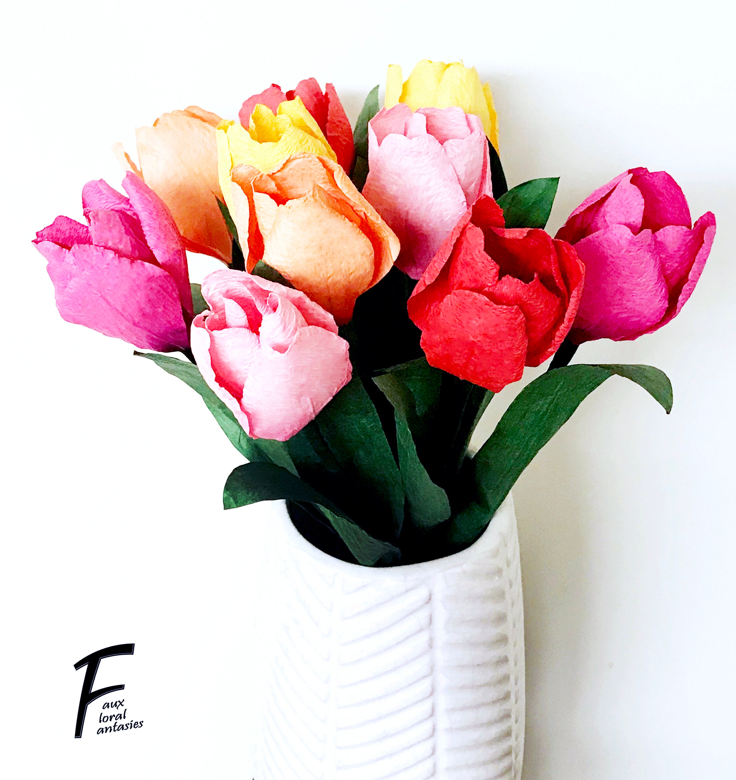 DIY Paper Flower Kit: Tulip Bouquet（5 Colors）| Set of 10 Flowers | Gift ...