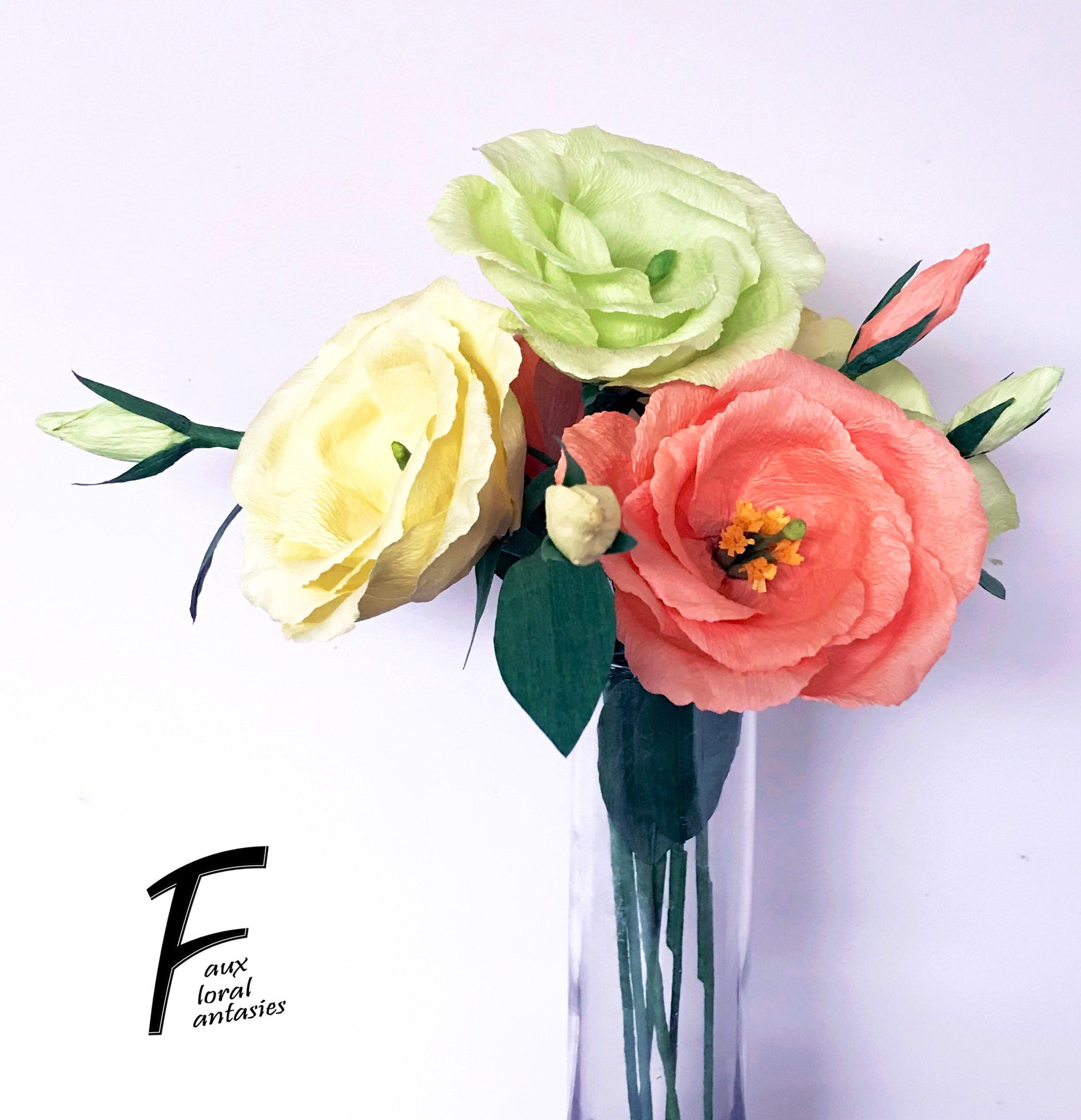 DIY Paper Flower Kit: 3" Lisianthus Bouquet | Set of 6 Flowers | Gift ...