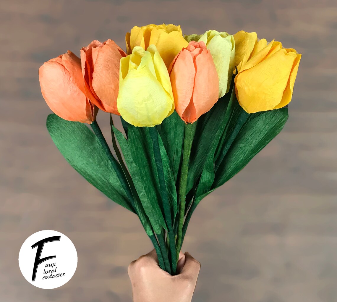 DIY Paper Flower Kit: Tulip Bouquet（3 Colors）| Set of 10 Flowers | Gift ...