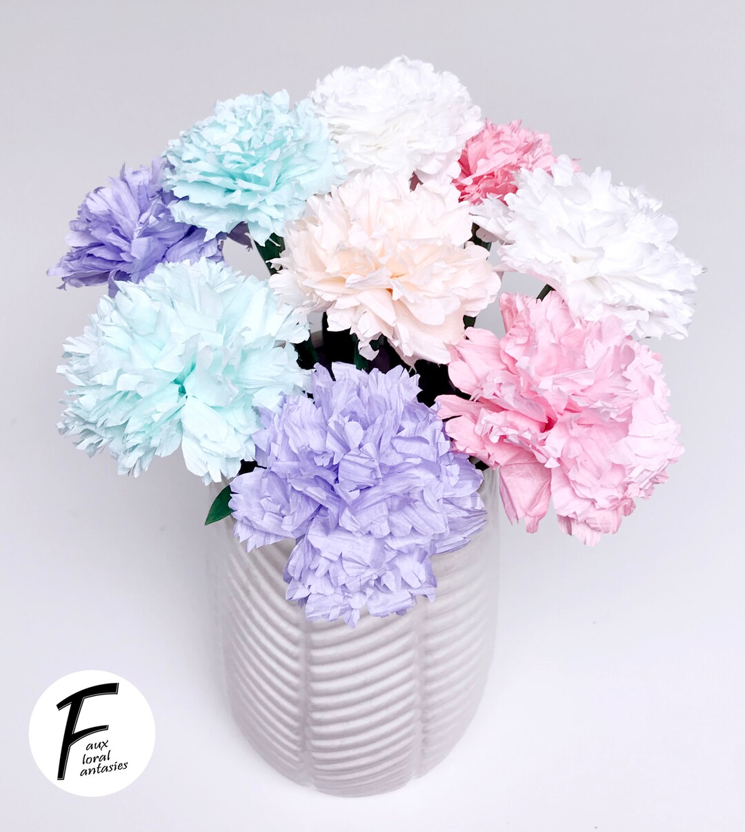 DIY Paper Flower Kit: Carnation Bouquet（5 Colors）| Set of 10 Flowers ...