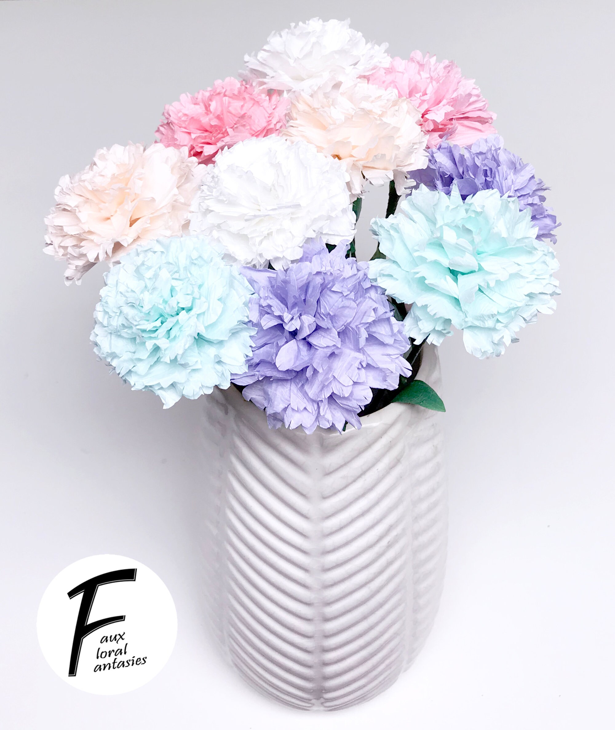 DIY Paper Flower Kit: Carnation Bouquet5 Colors Set of 10 Flowers Gift ...