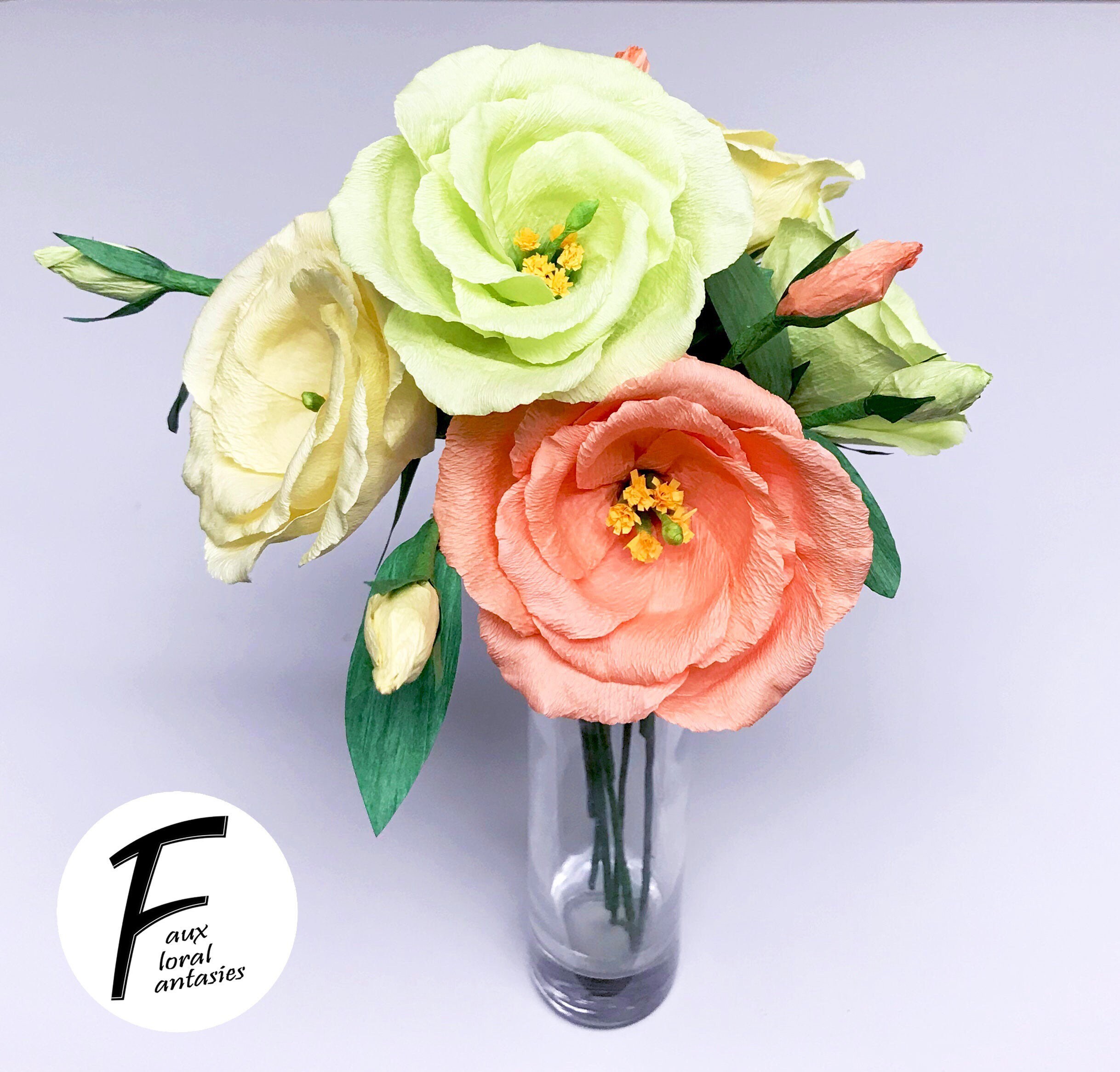 DIY Paper Flower Kit: 3" Lisianthus Bouquet | Set of 6 Flowers | Gift ...