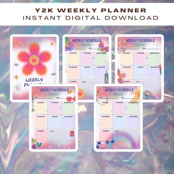 Y2K Weekly Planner Digital Weekly Planner Back to School - Etsy