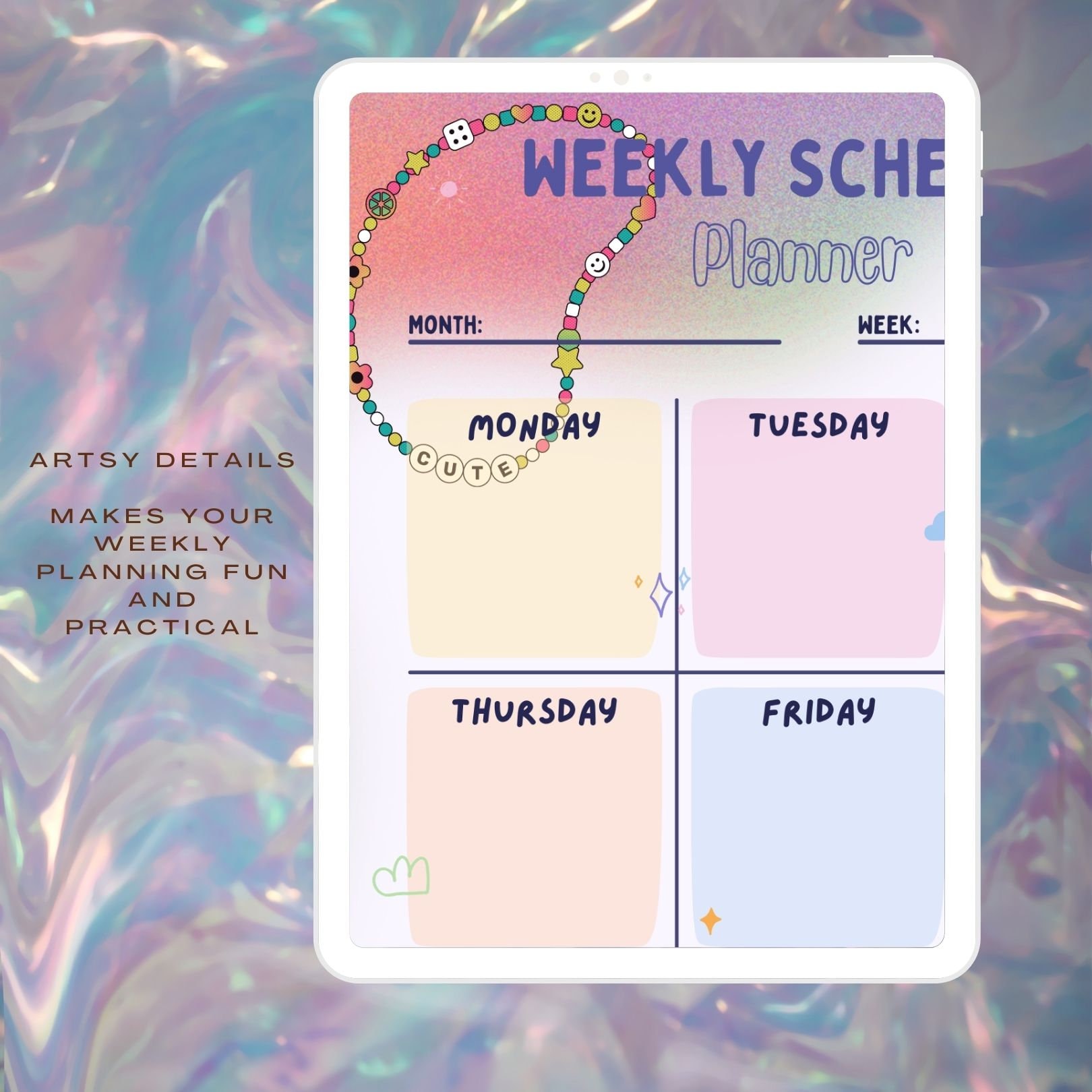 Y2K Weekly Planner | Digital Weekly Planner | Back to School Digital ...