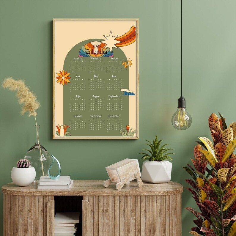 2023 Retro Calendar Poster | Digital Download Wall Art | Printable ...