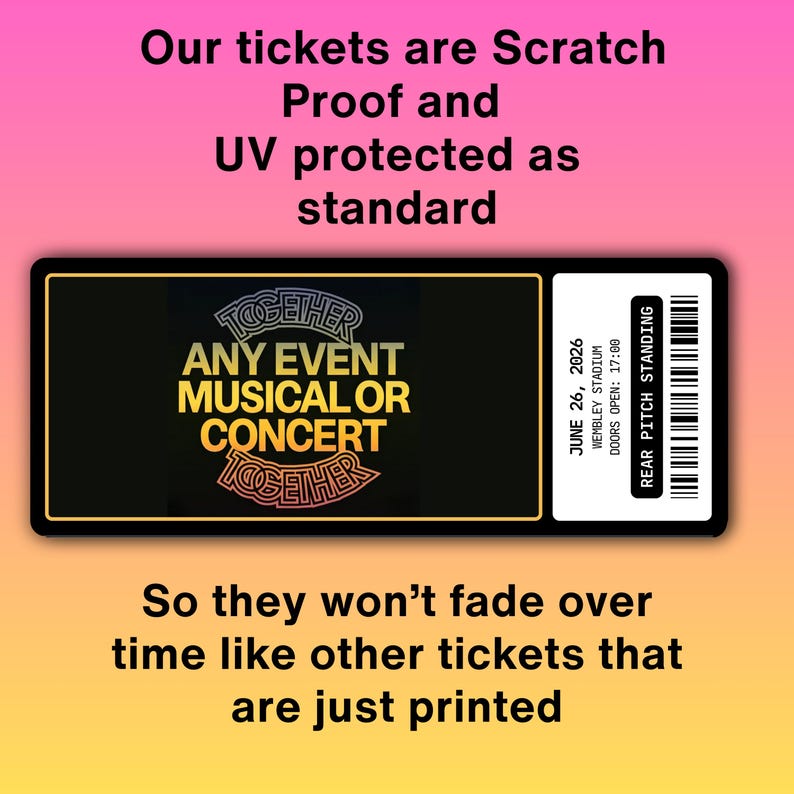 Event Gift Ticket, Concert, Musical, Souvenir, Memorabilia, Broadway ...