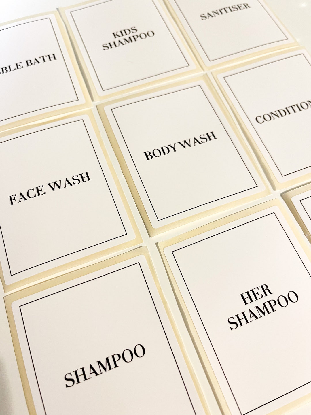 White Waterproof Bathroom Labels Pump Bottle Labels, Shampoo ...