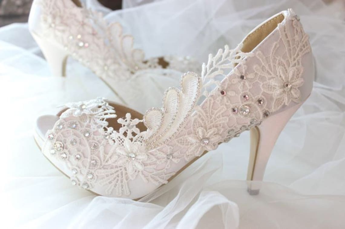 Wedding Shoes Bridal Shoes High Heel Satin Wedding Crystal | Etsy