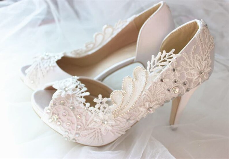 Wedding Shoes Bridal Shoes High Heel Satin Wedding Crystal | Etsy