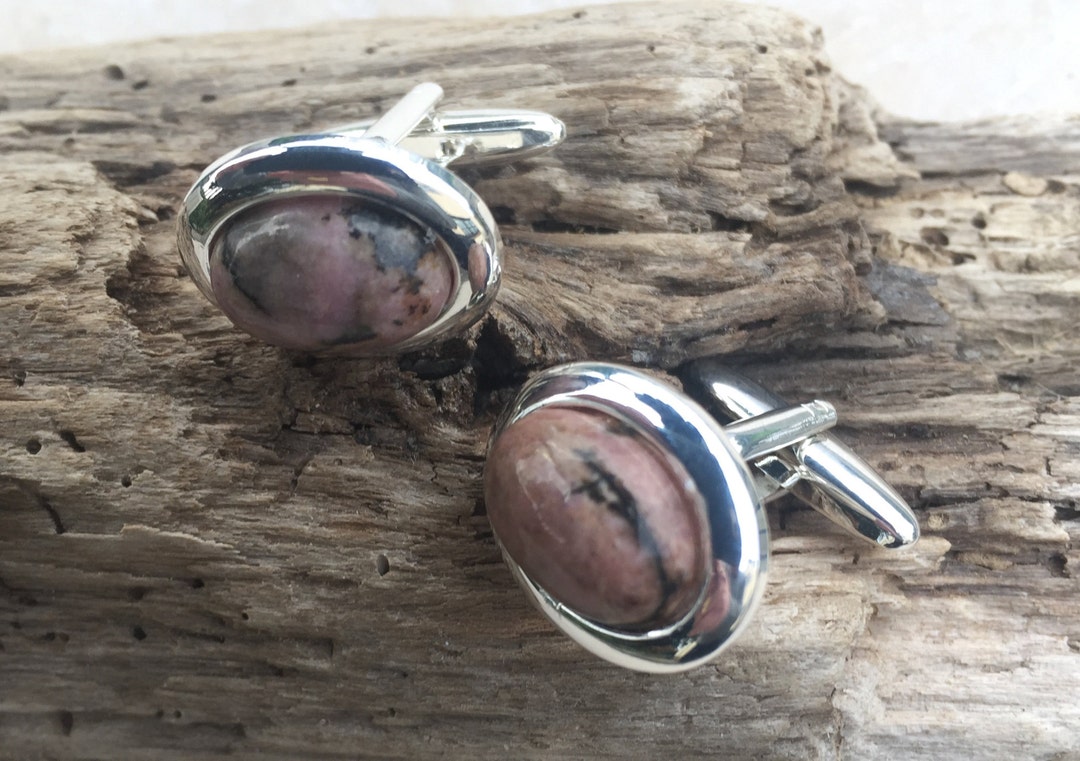 Gemelos ovalados de rodonita rosa Gemelos de piedras preciosas Gemelos ...