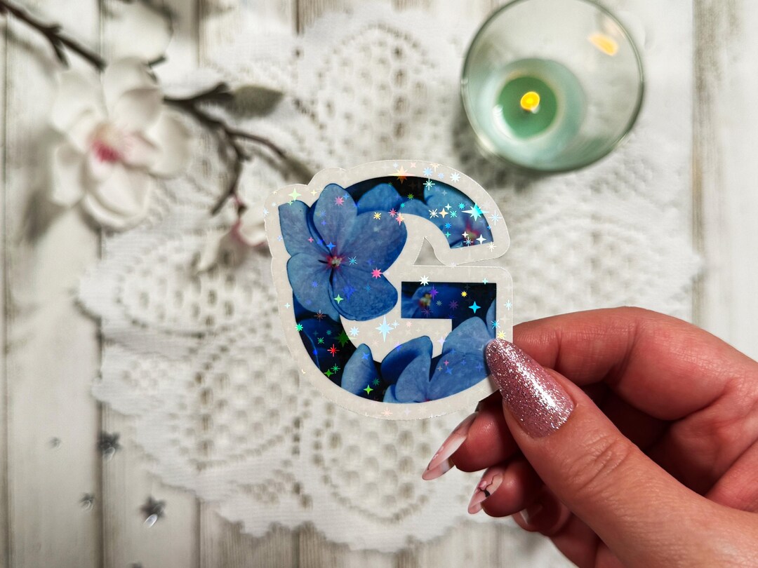 Chunky Holographic Sparkly Stars Floral Monogrammed Alphabet Sticker ...