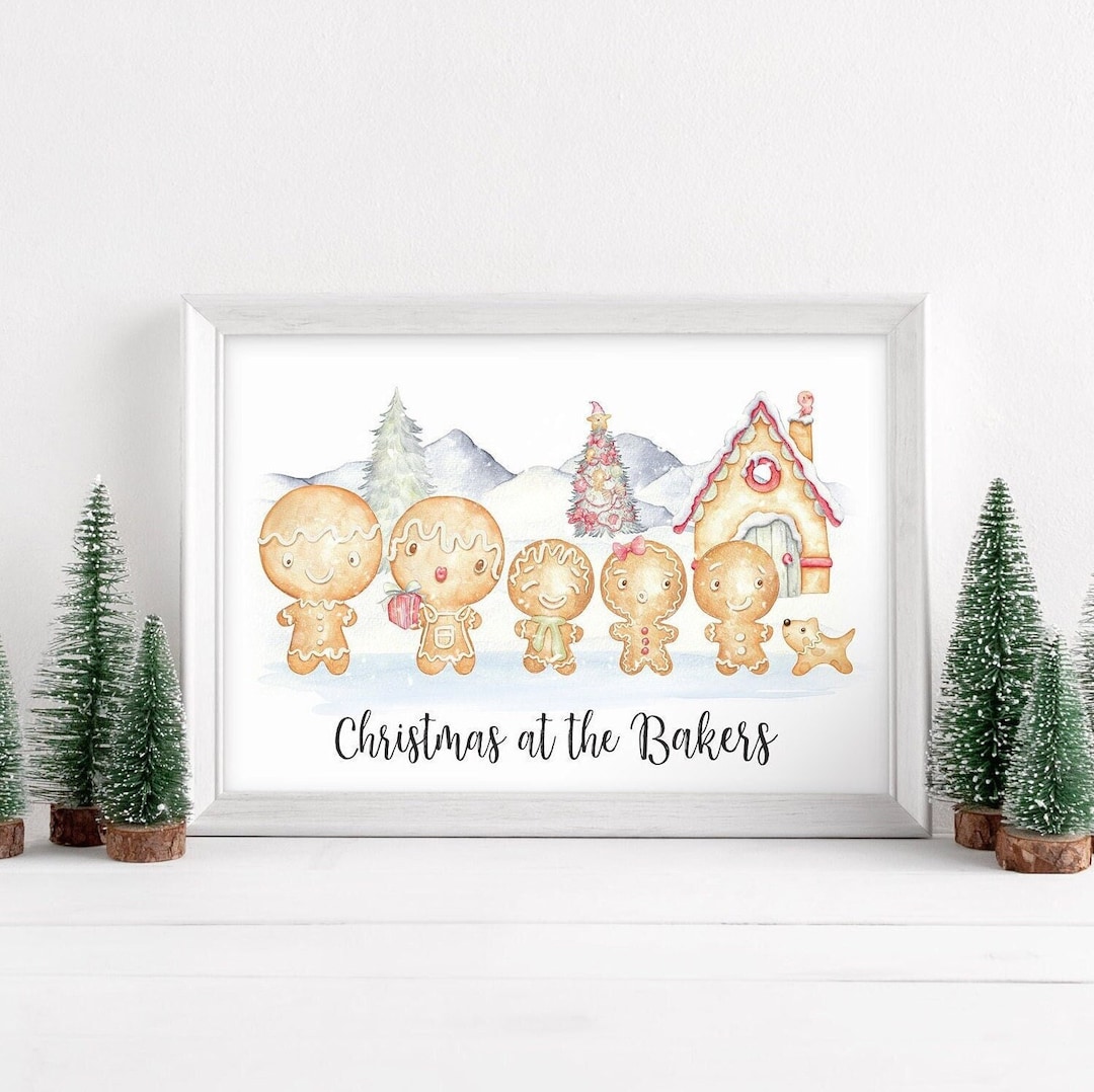 Gingerbread Family Print Christmas With the Christmas Decorations ...