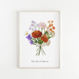 Family Birth Month Flower Print - Flower Bouquet - Flower Bunch - Gift ...