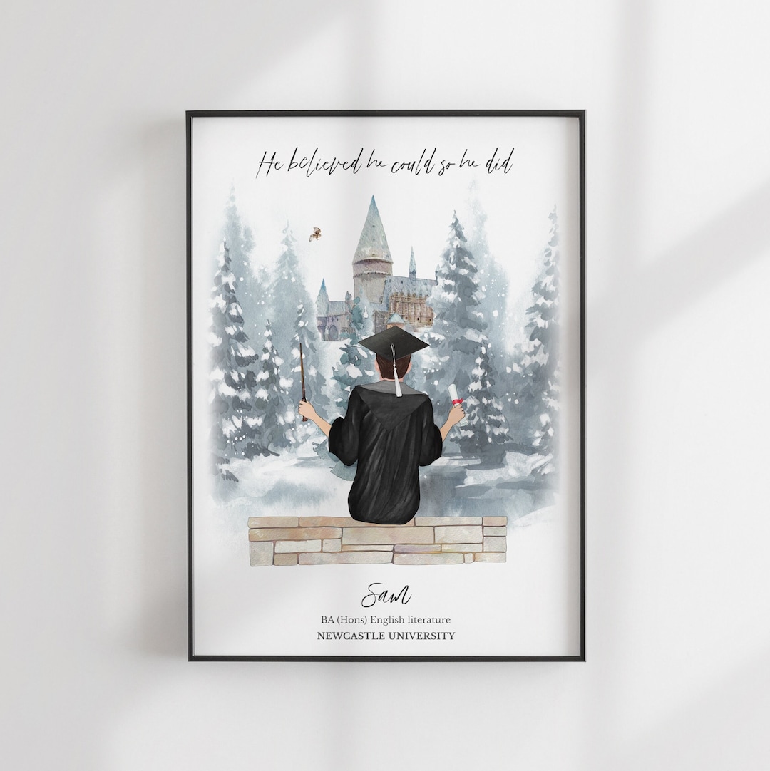 Personalised Graduation Gift - Wizard School Graduation Print - Custom ...