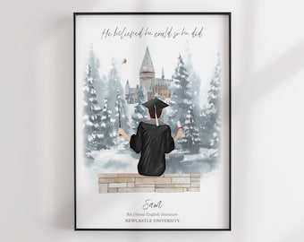 Personalised Graduation Gift Wizard School Graduation Print Custom BFF ...