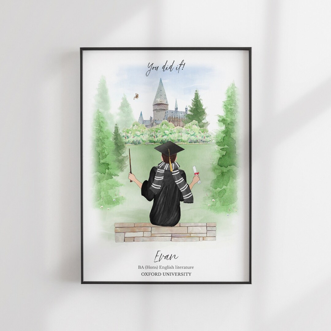 Personalised Graduation Gift - Wizard School Graduation Print - Custom ...