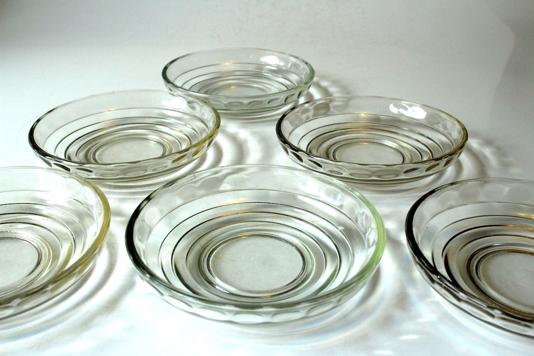 Smoked Glass Dessert Bowls Set Pressed Glass Bowl Bowls Bowl Vintage ...