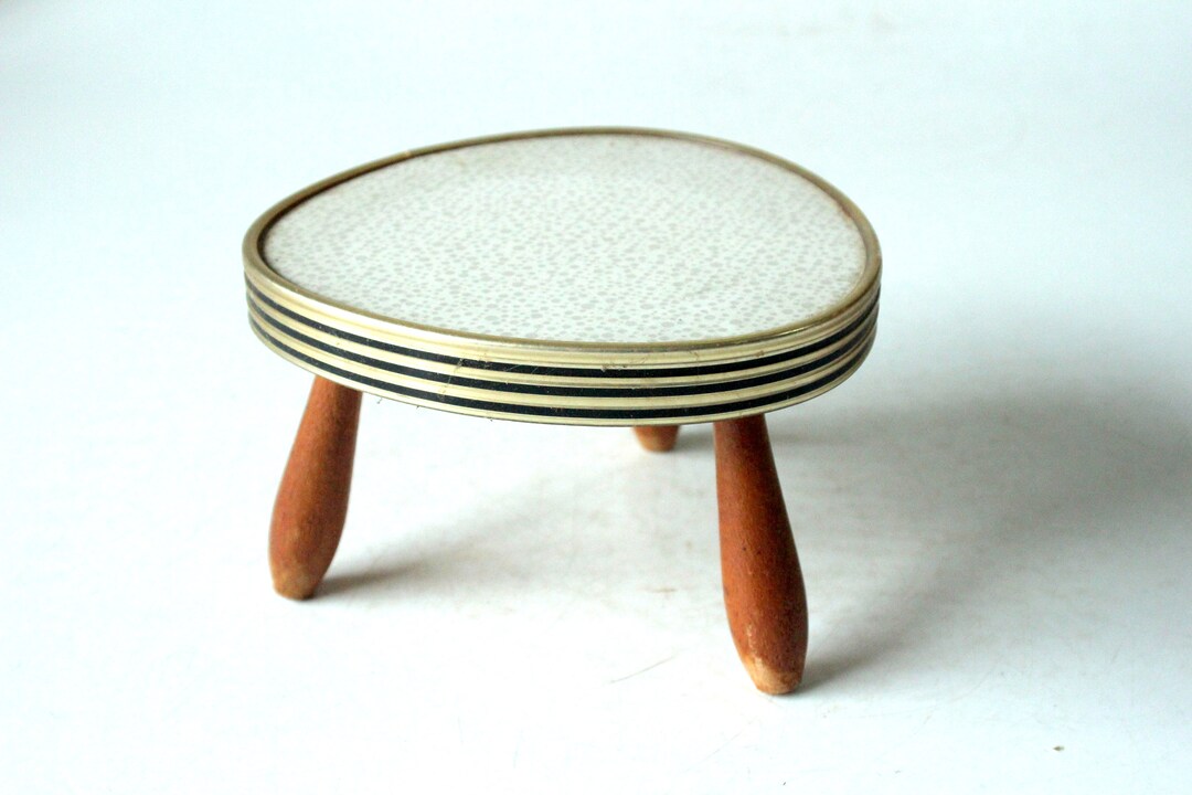 Window Sill Tripod Mini Flower Stool Wooden Bench Vintage Small Flower ...