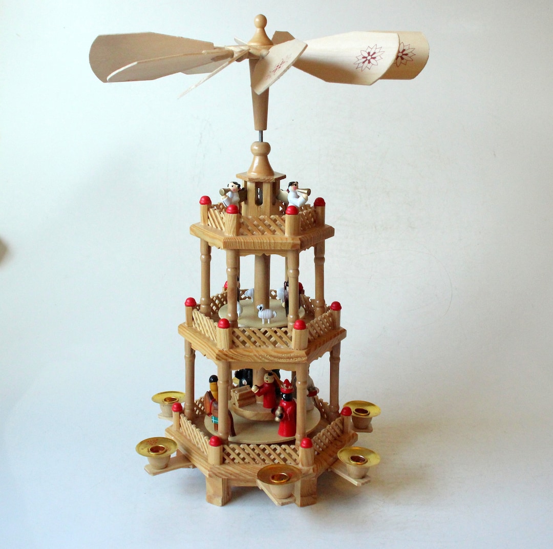 Beautiful Christmas Pyramid Vintage Wooden Figures Christmas Nativity ...