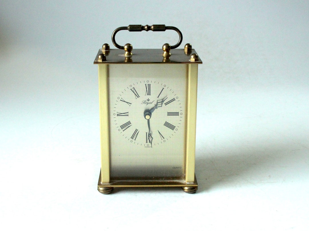 Charming Table Clock 1960s 70s Desk Clock Alarm Clock Metal Brass ...