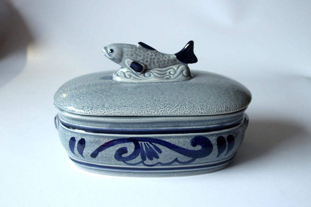 Beautiful Old Herring Pot Fish Terrine Fish Pot Lidded Container ...