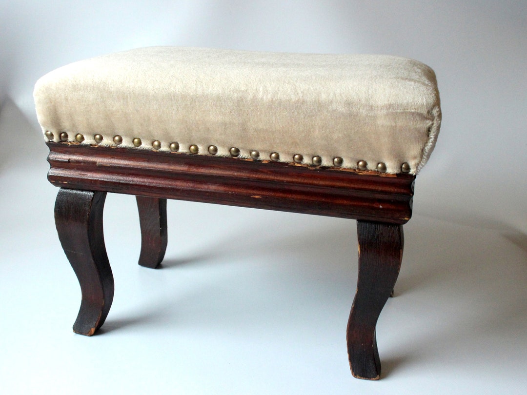 Beautiful Old Stool Footstool Vintage Light Brown Solid Wood 50s 60s ...