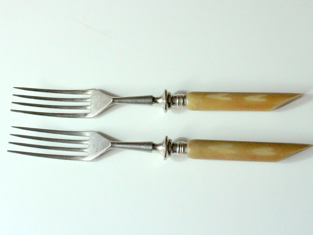 2 Antique Serving Forks Vintage Meat Forks Breakfast Cutlery Boho Style ...