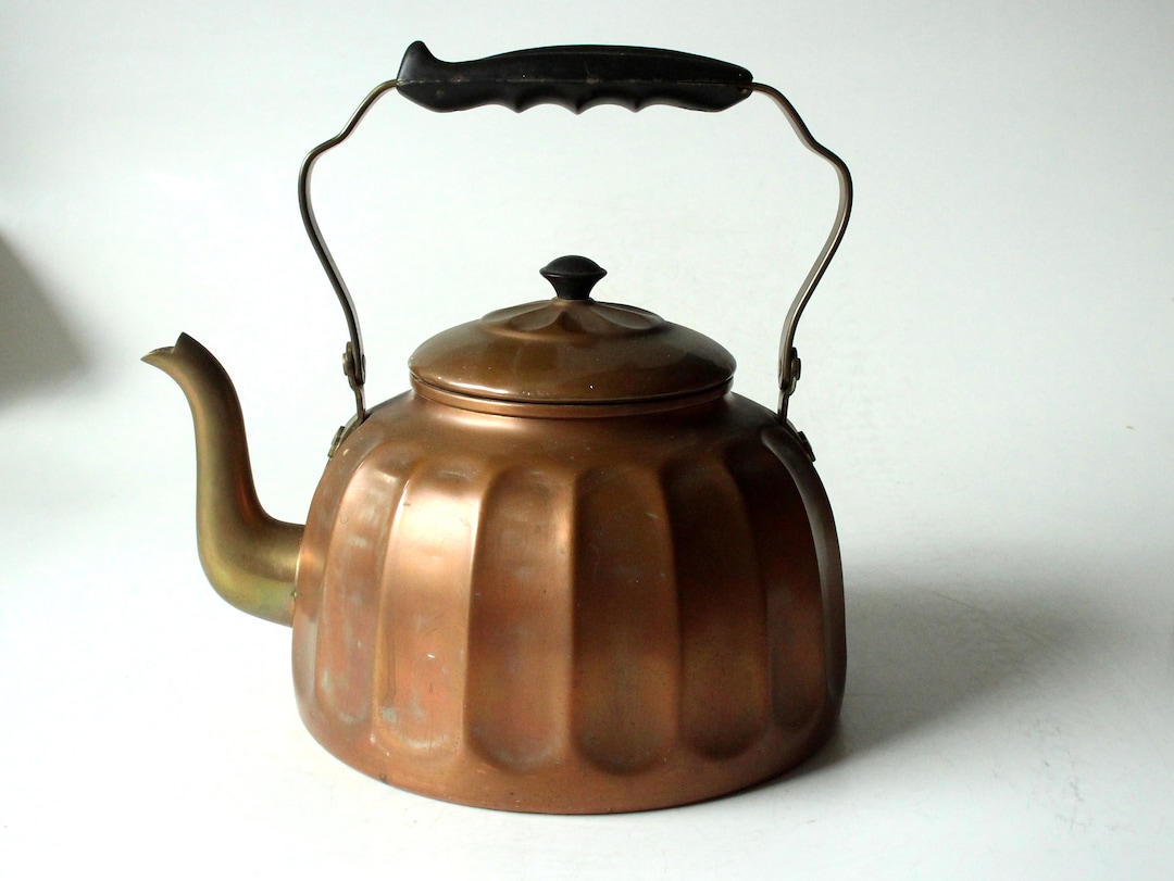 Large Old Tea Kettle Copper Brass Teapot Oven Kettle 1930s 40s West ...