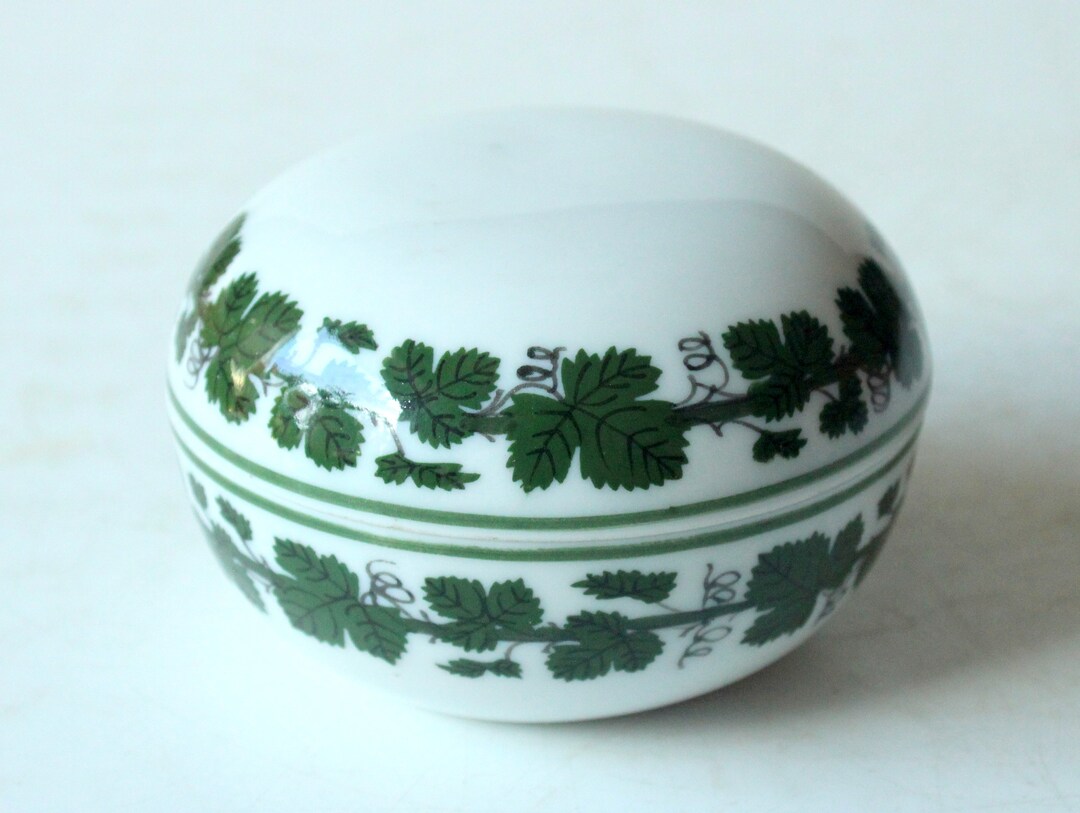 Lidded Tin Meissen Art Deco Vine Leaves Small Porcelain Can Vintage ...