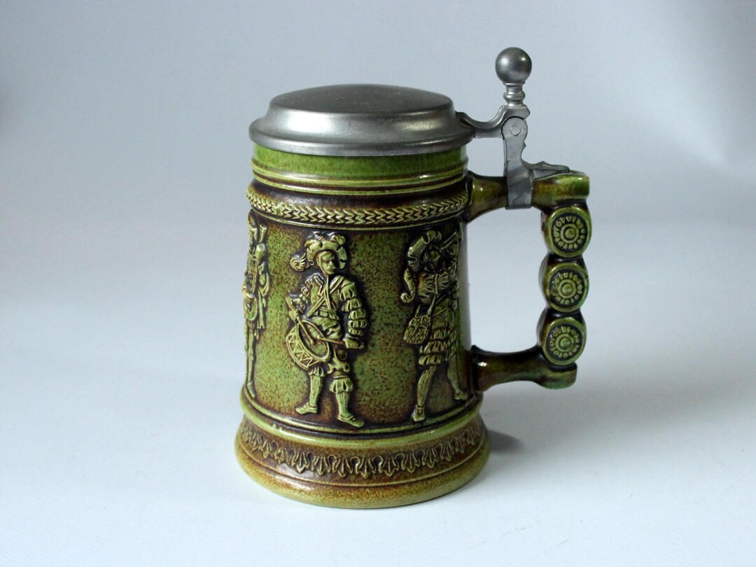 Gerz Beer Mug With Lid Beer Mug Knight Motif Olive-green With Relief ...