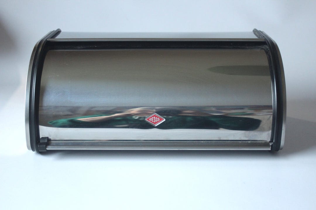 Bread Box Metal Vintage Bread Cabinet 70s 80s German Roll up Bread Box ...