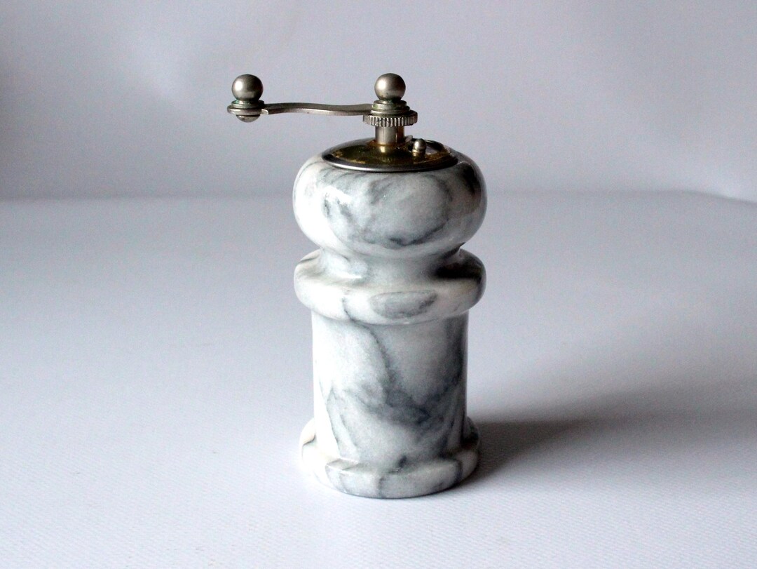 Stylish Pepper Mill With Crank Marble Vintage 70s Pepper Mill Mid ...