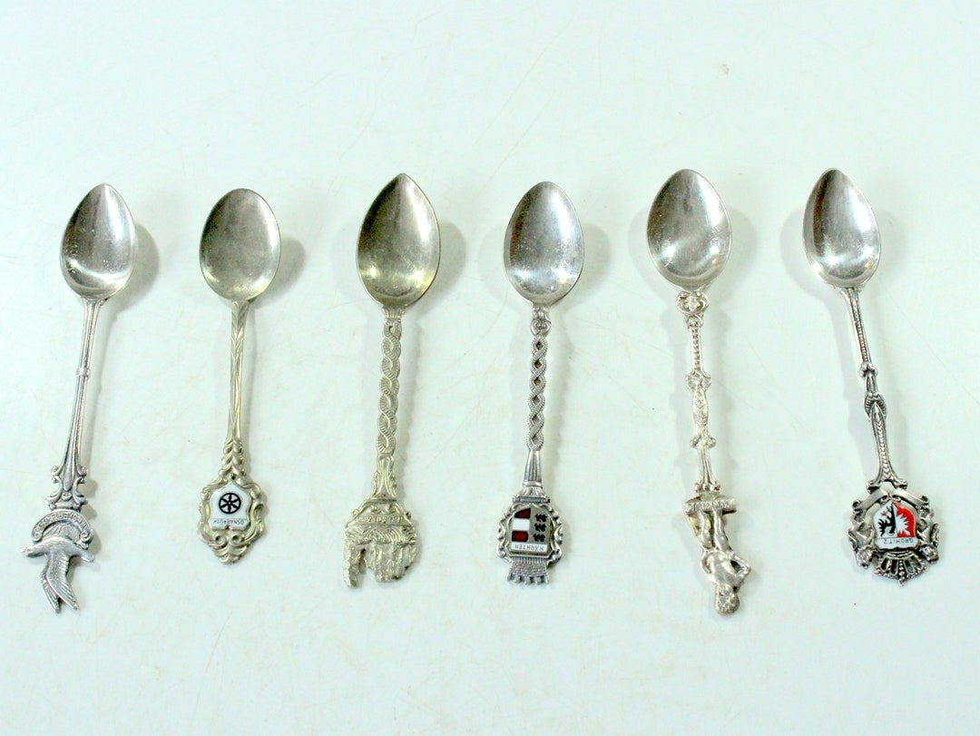 6 Beautiful Old Silver Plated Mocha Spoons Collection Spoons 30s 40s ...