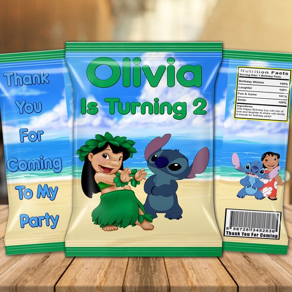 Lilo and Stitch Birthday Chips Bags Personalized Chip Bags - Etsy