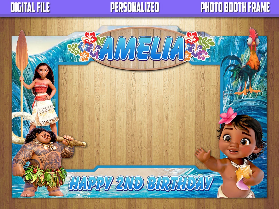 Moana Photo Booth Frame Moana Birthday Photo Booth DIY Photo | Etsy