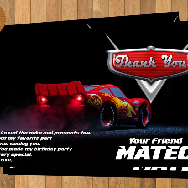 Cars Thank You Card - Etsy