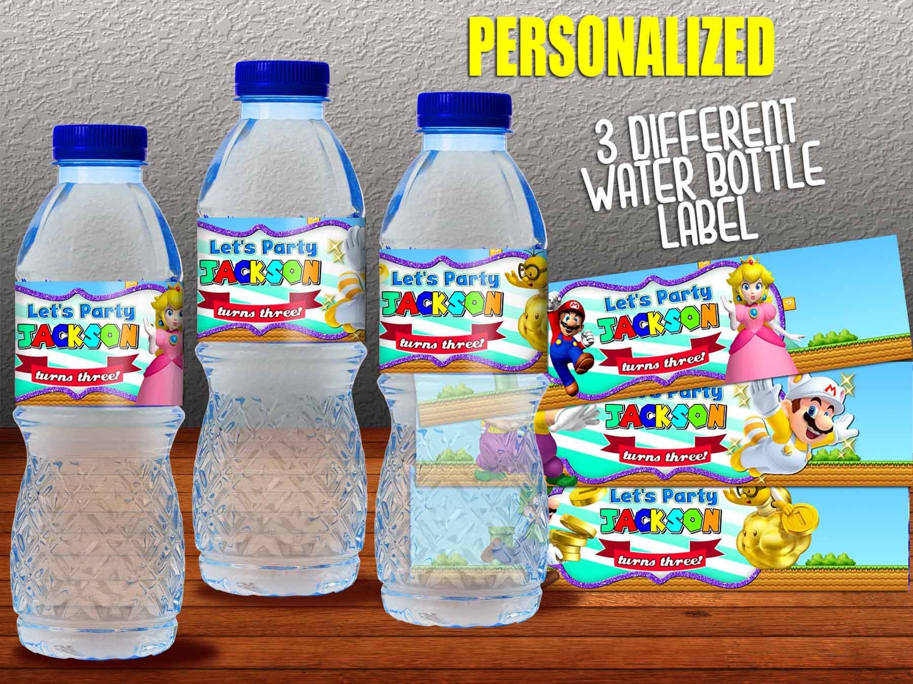 Super Mario Water Bottle Labels Super Mario Birthday Water | Etsy