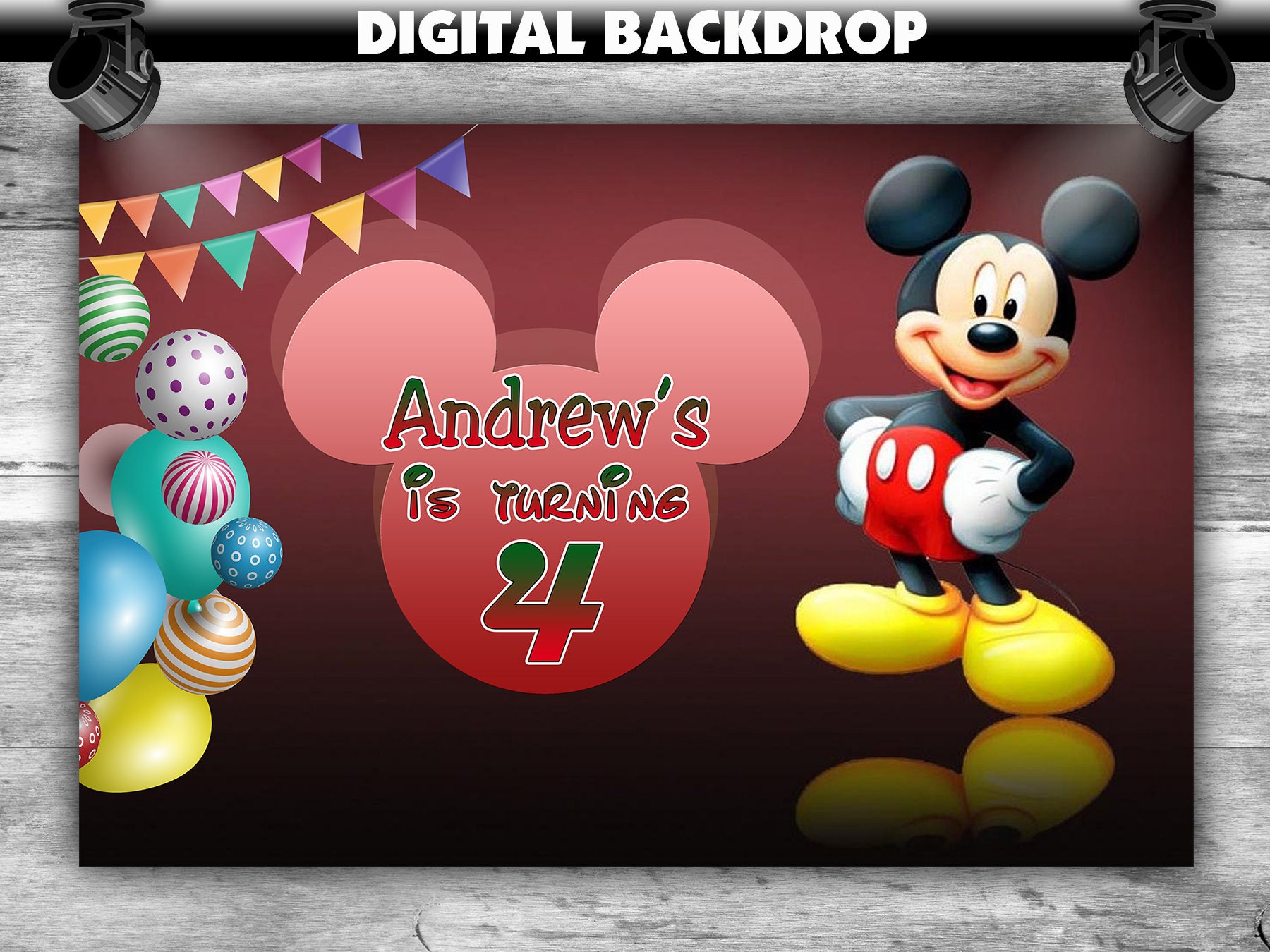 Mickey Mouse Backdrop Mickey Mouse Birthday Backdrop Mickey | Etsy