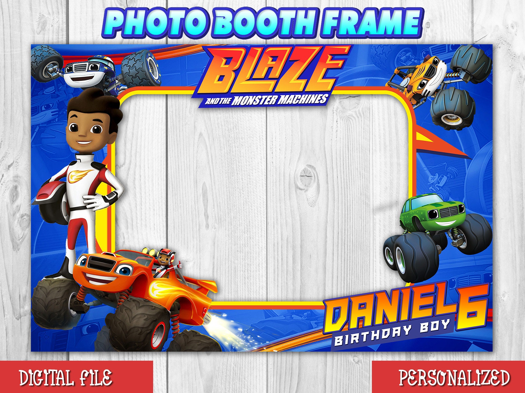 Party Décor Blaze Photo Booth Frame Blaze Birthday Photo Booth Digital ...