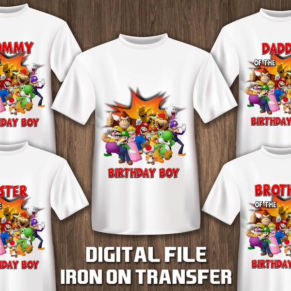 Mario Bros Heat Transfer - Etsy
