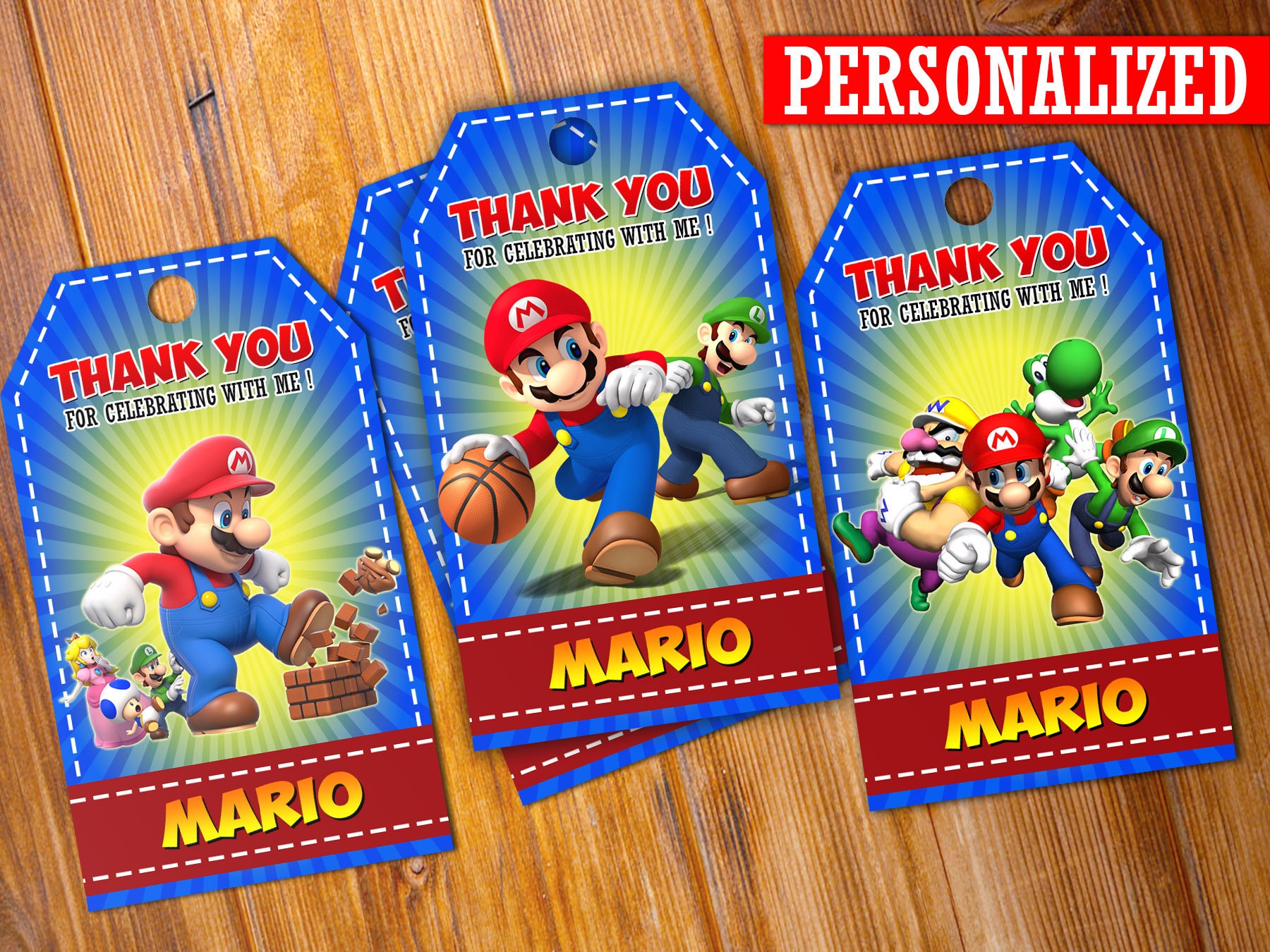 Mario Bros Thank You Tag Mario Bros Favor Tags Thank You | Etsy