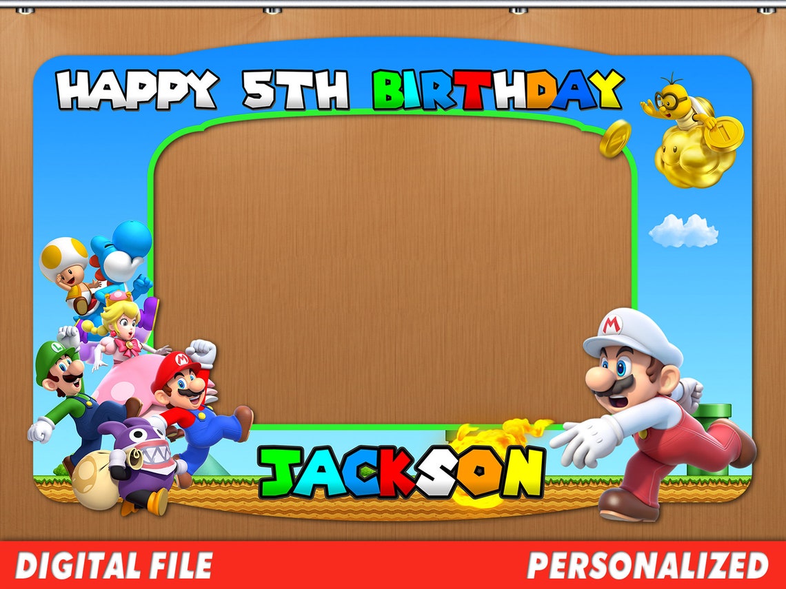 Mario Bros Photo Booth Frame Mario Bros Birthday Photo Booth - Etsy